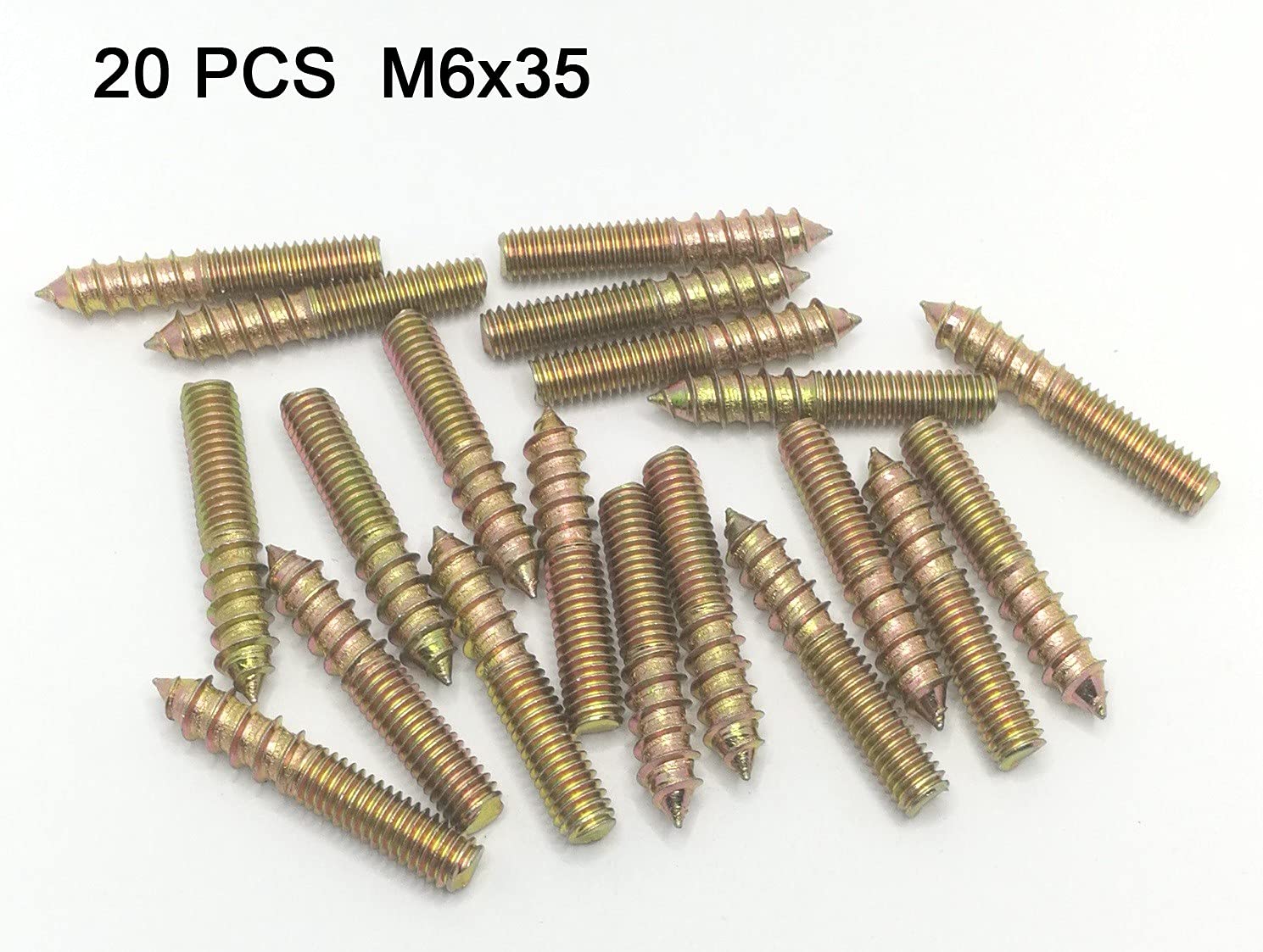 Hanger Bolt M6x35 Double Headed Bolt Self-Tapping Screw for Furniture 20Pcs