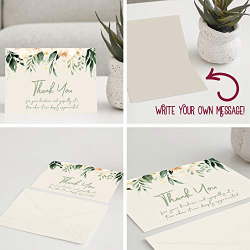 Assortment Variety Funeral Thank You Cards Sympathy Bereavement With Envelopes - Message Inside (50, Variety)