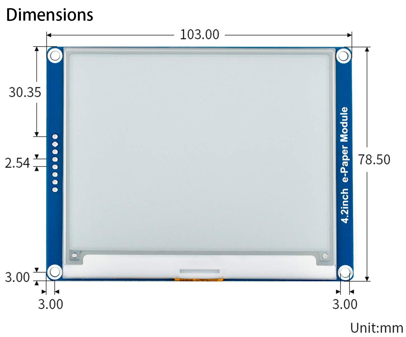 4.2inch E-Ink Display Module 400x300 Pixel Black,White Two-Color 3.3V-5V E-Paper Screen LCD Support Full Refresh SPI Interface for Raspberry/Jetson Nano/Ard/Nucleo