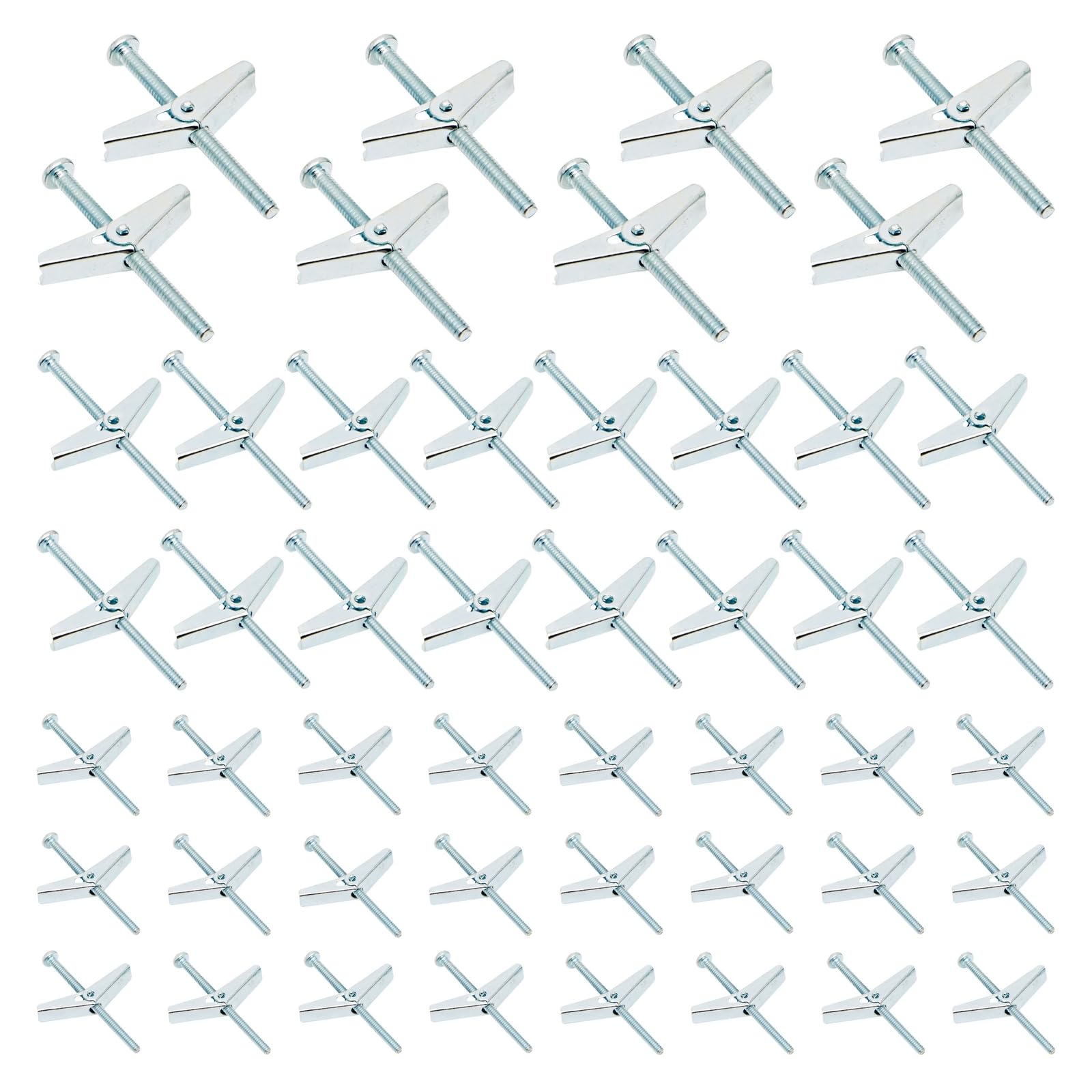 Built Industrial 48 Pieces Heavy Duty Toggle Bolts, Wall Anchors & Screws for Drywall, 1/4 Inch, 1/8 Inch, 3/16 Inch (3 Sizes)