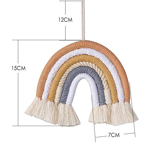 Abnilxt Rainbow Wall Hanging,Woven Rainbow Wall Hanging, Rainbow Wall Art,Bohemian Wall Hanging,Handmade Macrame Rainbow Wall Decor for Nursery and Home Decor (Brown,6x7x0.39in)