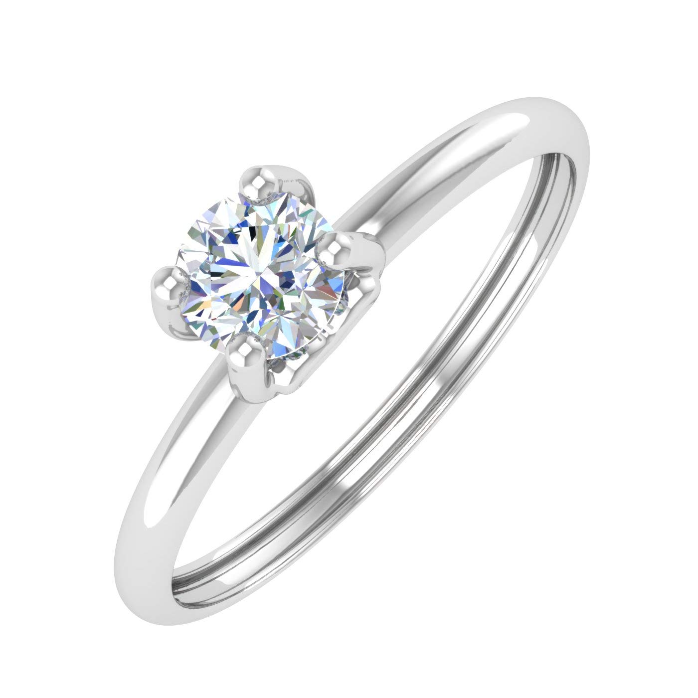1/4 Carat 4-Prong Set Diamond Solitaire Engagement Ring Band in 10K White Gold (Ring Size 7.5)