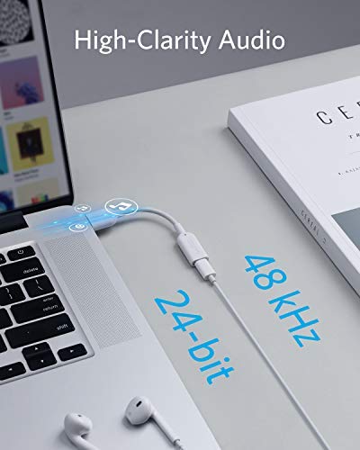Anker USB-A to Lightning Audio Adapter Cable, MFi Certified Female Lightning Dongle, Supports Volume Control and Mic for Headphones, Earphones, Earbuds, and More.