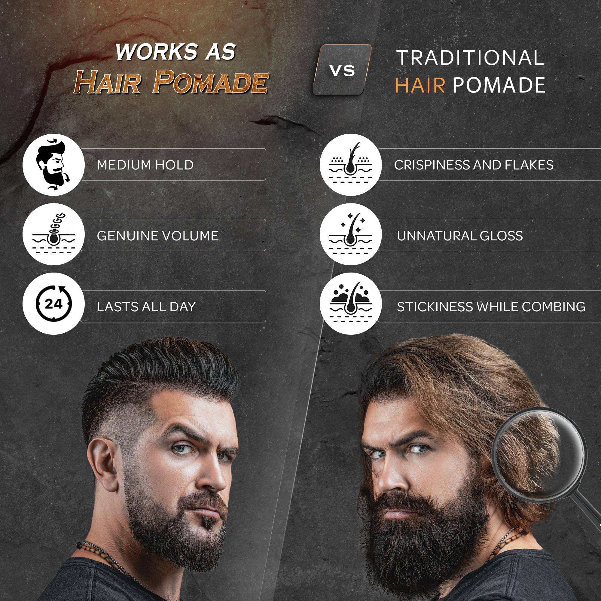 Bossman Hair & Beard Pomade - Gift for Valentine's Day for Him - All Day Hold, Control and Moisturizing Hair, Beard and Moustache Styling Product - Natural Strong Hold Pomade (Hammer Scent)