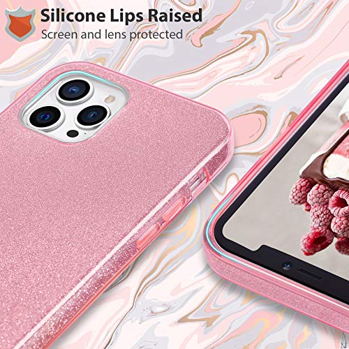 MATEPROX Compatible with iPhone 12 Pro case Compatible with iPhone 12 Cases Glitter Bling Sparkle Cute Girls Women Protective Cover (Pink)