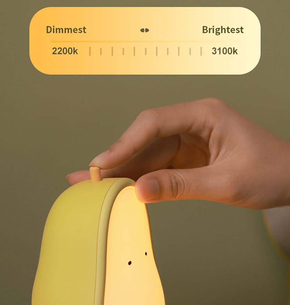 ipalmay Night Lights for Kids USB Rechargeable Lamps, BPA-Free ABS+Silicone Bedside Lamp for Breastfeeding,Color Changing, Yellow Pear