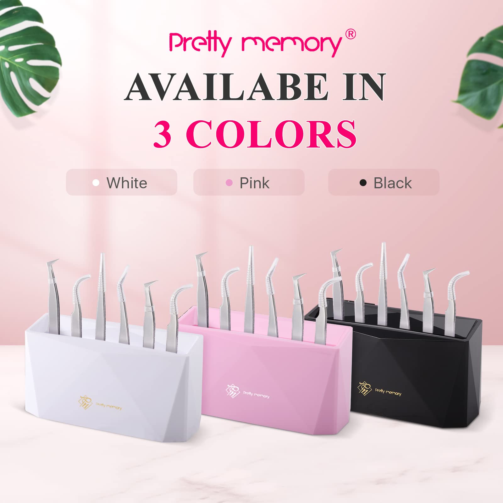 Pretty memory Lash Tweezer Holder 6 Holes Tweezer Holder for Eyelash Extensions Tweezer Stand Display Storage Eyelashes Extension Supplies Lash Accessories Tools, Pink