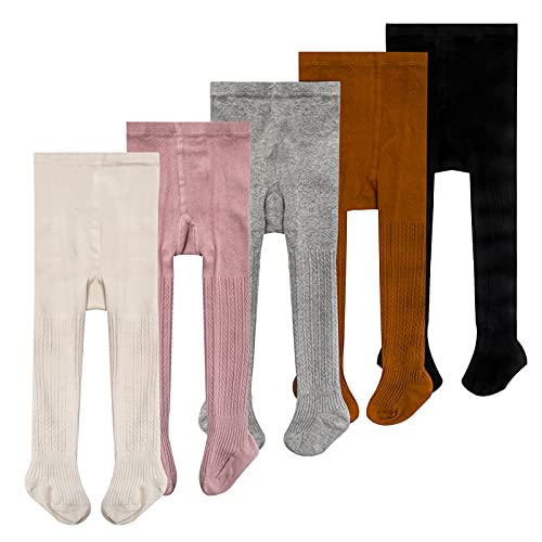 4/5 Pack Baby Girls Cable Knit Tights Cotton Rich Toddler Footed Stockings Thick Winter School Leggings Dance Pantyhose