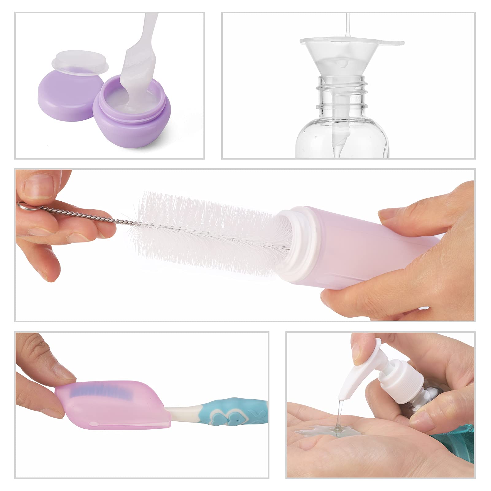 Beveetio 17 Pack Travel Bottles TSA Approved, 3OZ Leakproof Silicone Refillable Travel Size Containers for Toiletries, BPA Free Travel Accessories Tubes Cosmetic Shampoo Lotion Soap