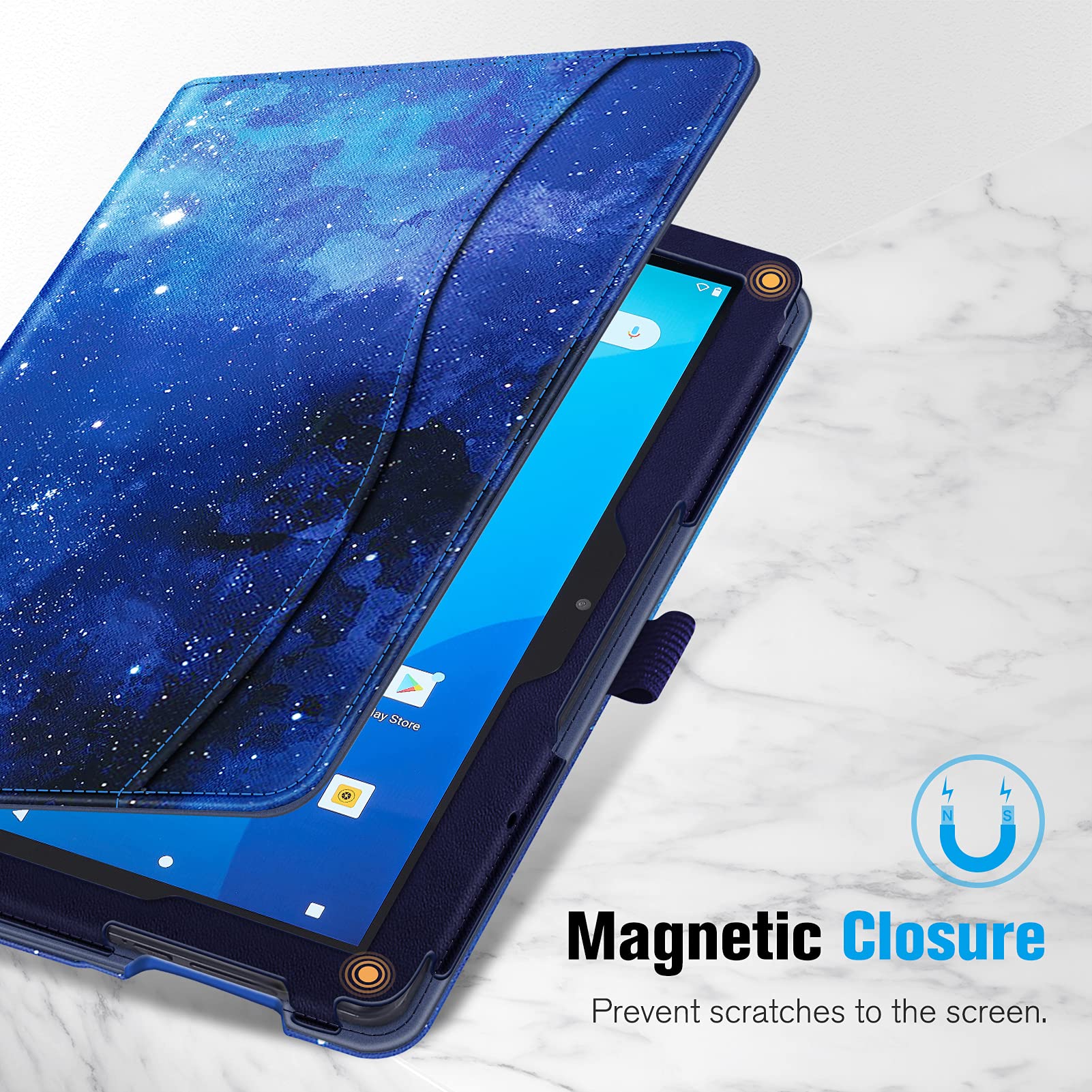 Fintie Folio Case for Onn. 10.1" Tablet 2020 (Model: 100011886), Multiple Angle Viewing Smart Stand Protective Cover with Pocket, Pencil Holder for Onn 10 inch Tablet 2020 Generation 2 (Starry Sky)
