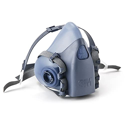 3M Reusable Respirator, Half Face Piece 7502, Use with Bayonet Cartridges/Filters (Not Included) for Gases, Vapors, Dust, Medium Size