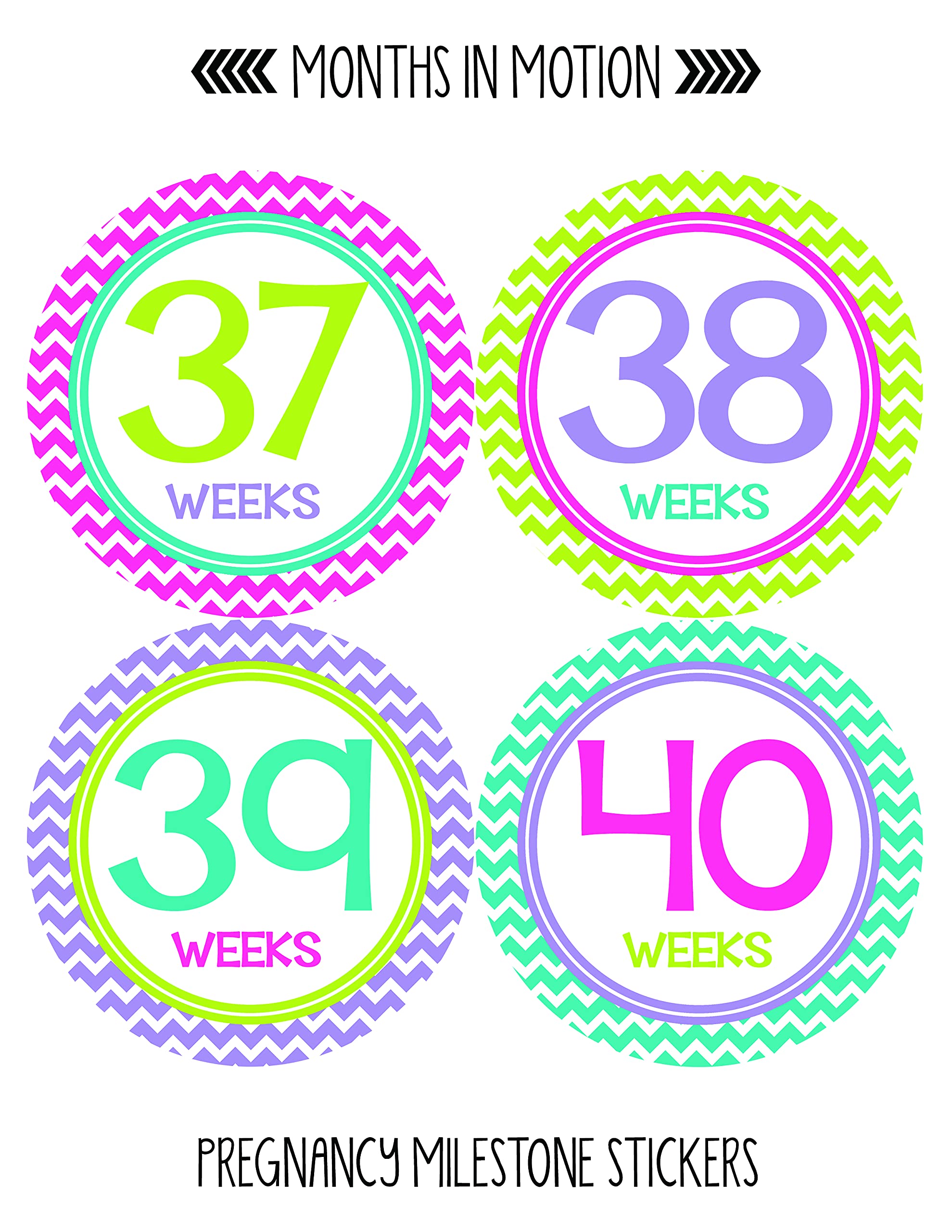 Weekly Pregnancy Growth Stickers Week Pregnant Expecting Photo Prop (Set of 12)