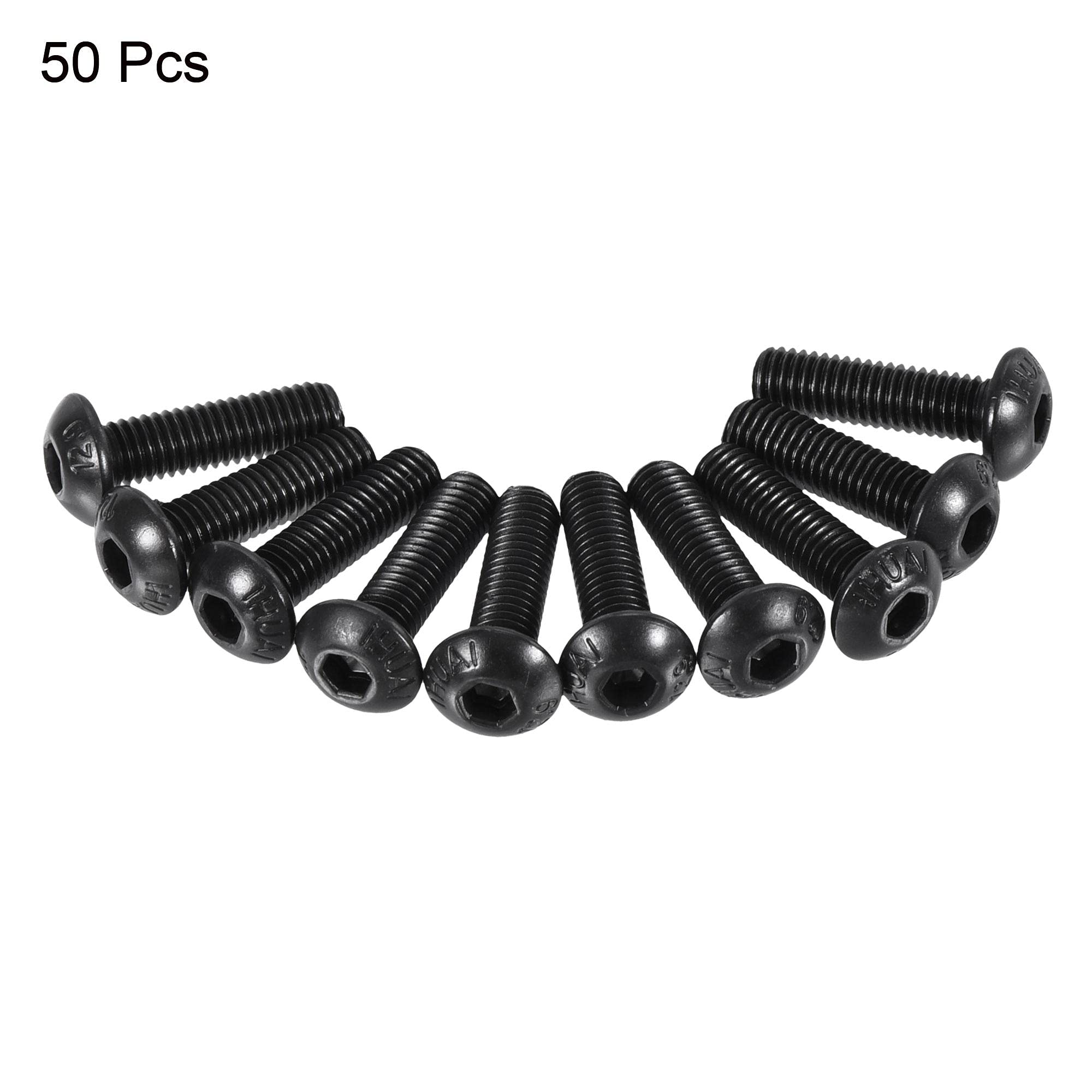 uxcell M5x18mm Hex Socket Button Head Cap Bolts Screws Carbon Steel 50pcs