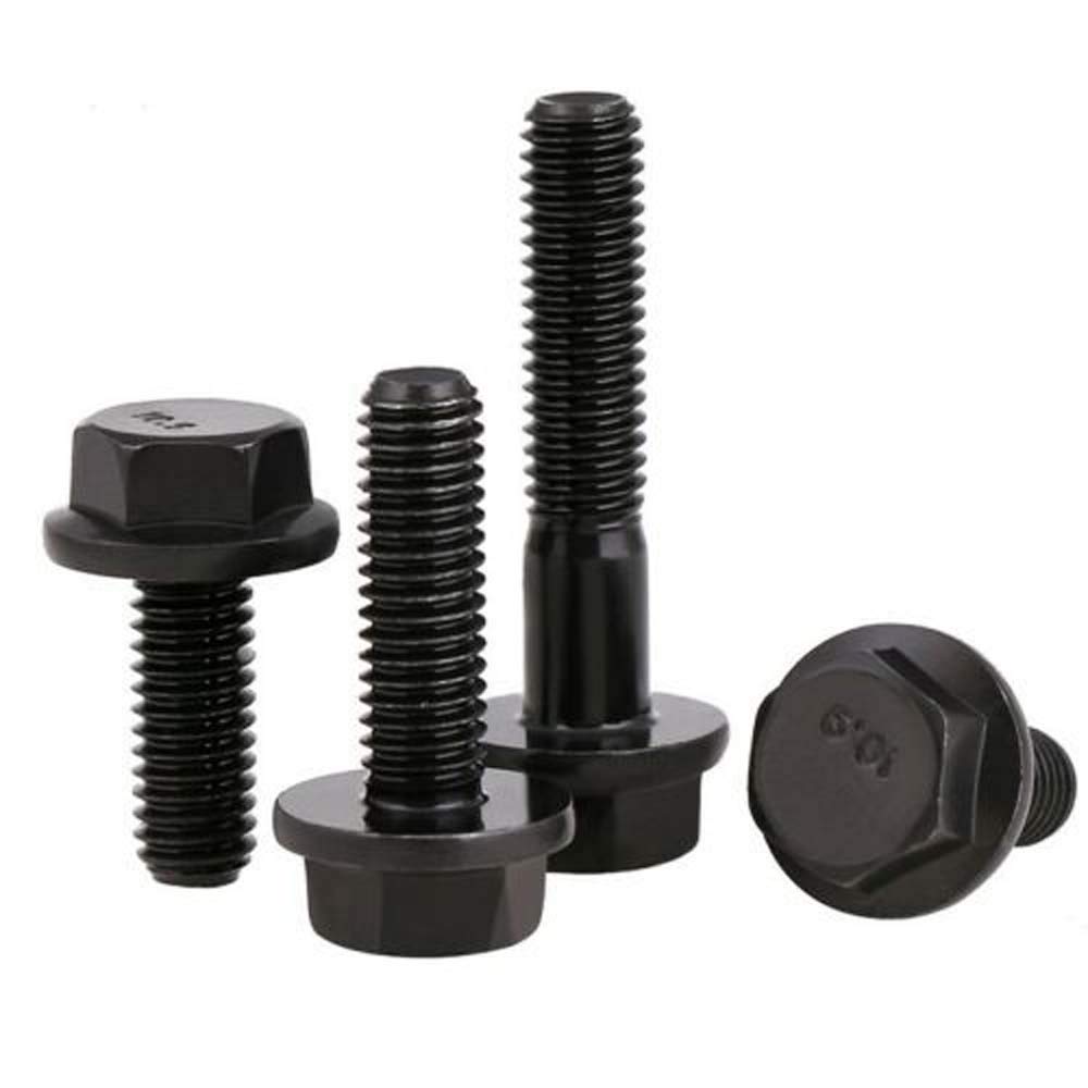 5Pcs M6 x 12mm - Full-Thread Hex Flange Screws (Frame Bolts) Flanged Hex Head Bolts Grade 10.9 High Tensile Steel (5Pcs, M6 x 12mm - Full-Thread)
