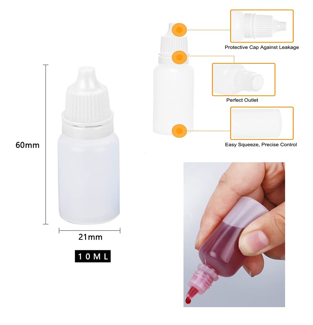 Burry Life Science 12PCS 10ML White Plastic Empty Squeezable Dropper Bottles Portable Eye Liquid Dropper Small Plastic Refillable Containers with Screw Cap and Plug (White, 10ML)