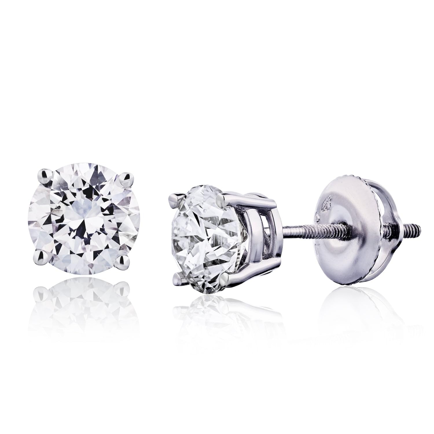 1/4 cttw Natural Diamond Earrings AGS Certified Diamond Stud Earrings for Women 14 Karat White Gold Round Brilliant Shaped Earrings 4 Prong Setting with Screw Back and Post Studs