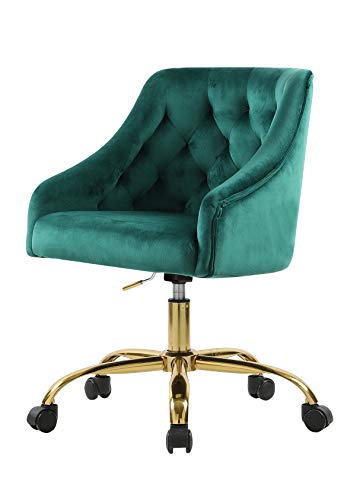 Velvet Fabric Swivel Task Chair for Home Office Ergonomic Comfortable Chair - Green with Dirt-Proof M-6030S
