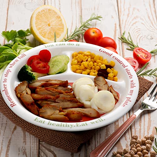 2 Pieces Portion Control Plates Macro Diet Plate Bariatric Divided Portion Control Container Portion Plate Nutrition Plate for Weight Loss Balanced Eating Food Meal Dinner Adults, 8.3 Inch