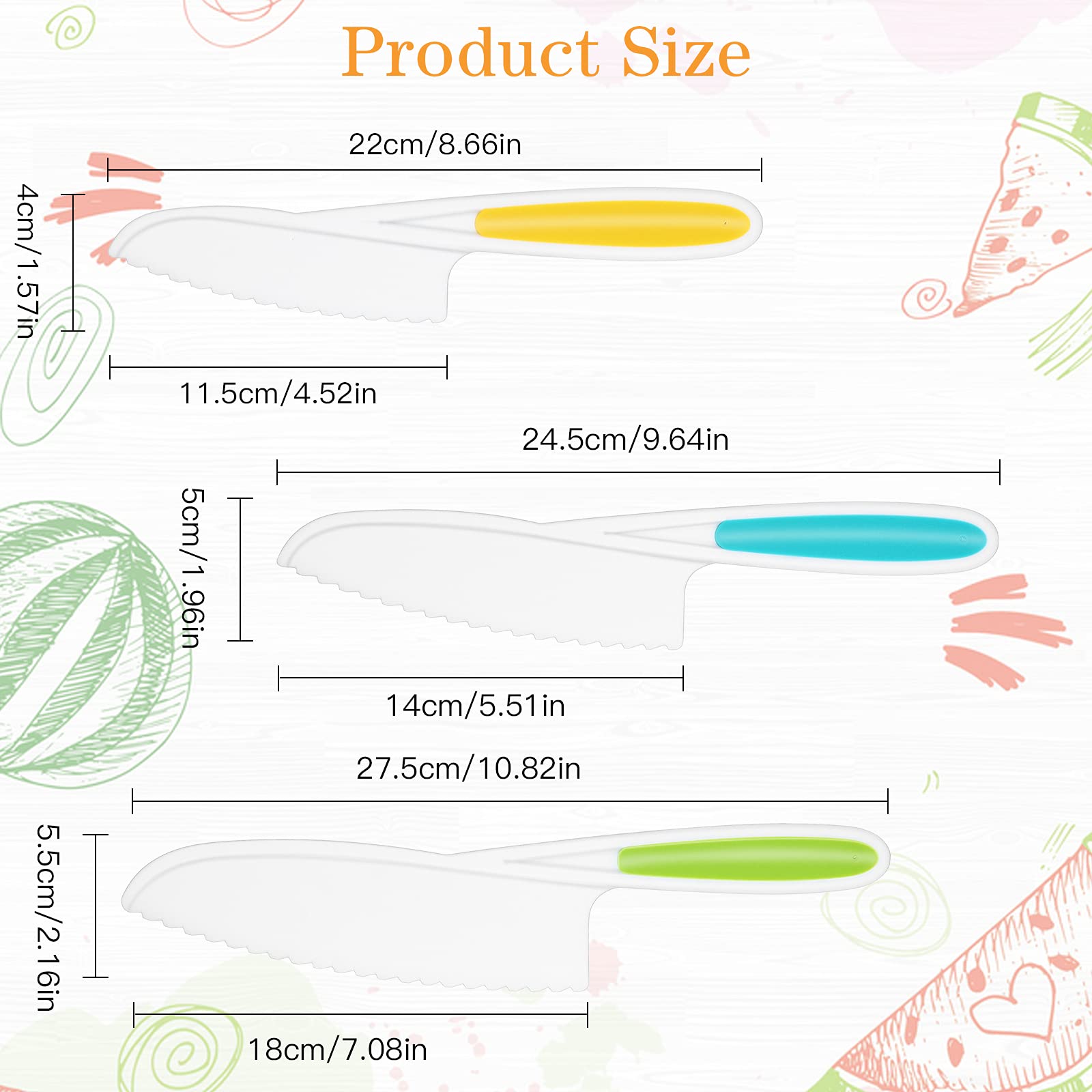 7 Pieces Ceramic Peeler Plastic Children Kitchen Knife Set, Nylon Kitchen Knife Set Ceramic Y Peeler Children's Safe Knife for Cooking Home Kitchen Vegetables Fruits Salad Cake Lettuce Bread Kids