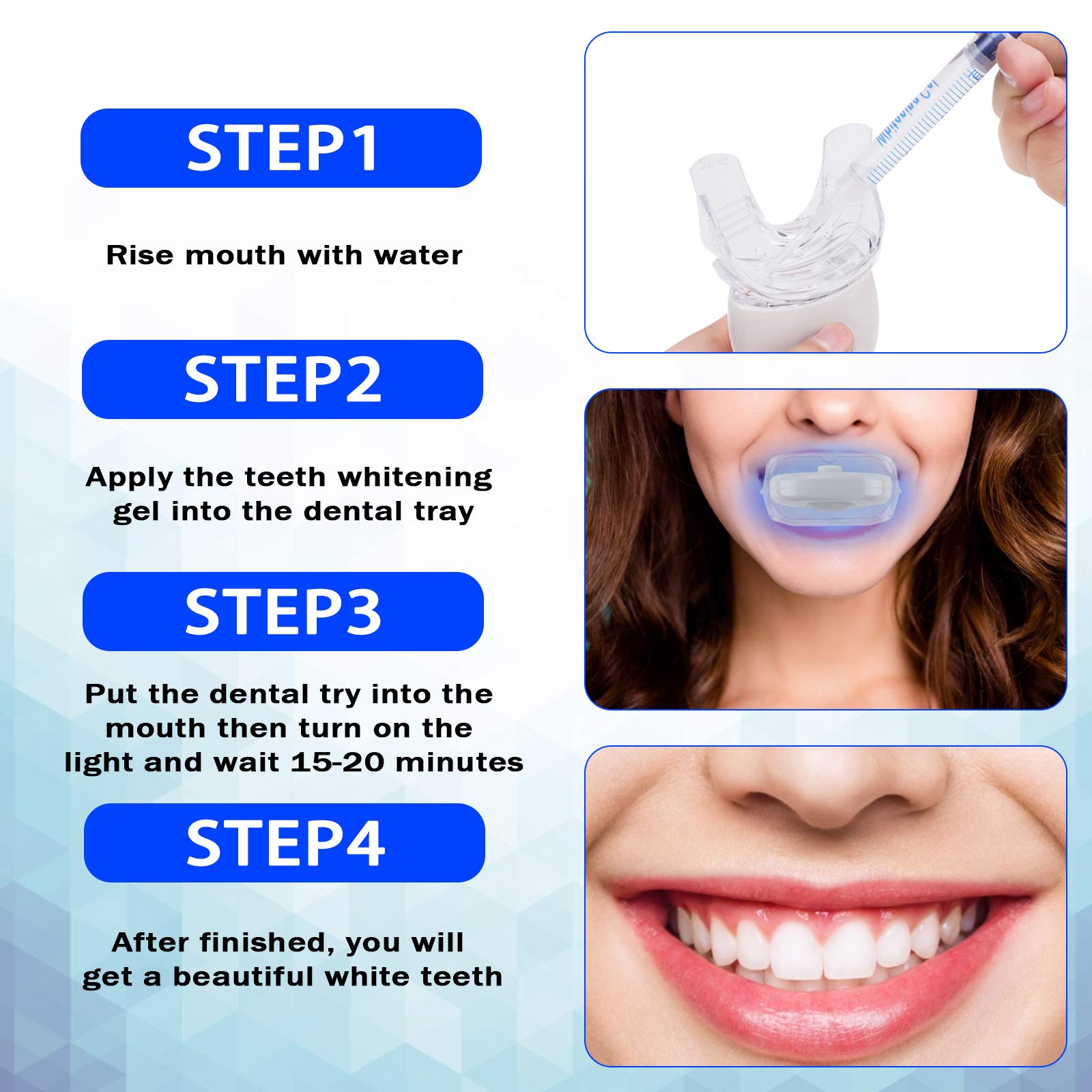 Agoal Teeth Whitening, Teeth Whitening Kit with LED Light, Non-Sensitive Teeth Whitener Pen with Tooth Whitening Gel and Soft Mouth Tray