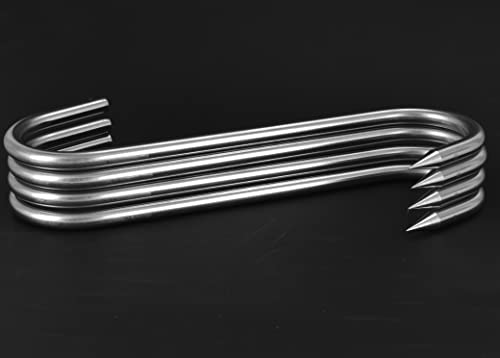 HONSHEN 10 Inch Meat Hook, Heavy Duty 10mm S-Hooks Stainless Steel Meat Processing Butcher Hooks (10mm10inch)