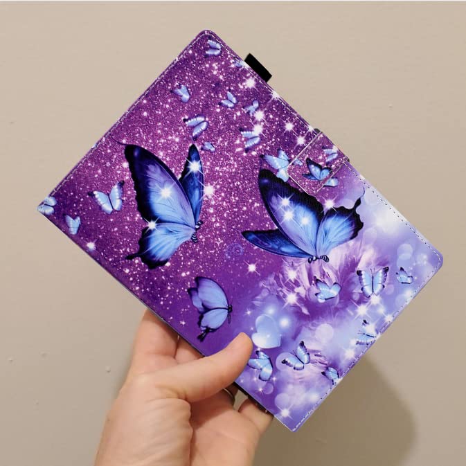 Case for Kindle Fire HD 10 Tablet & Fire HD 10 Plus (13th/11th Generation 2023 2021 Release) Cover Case, Funut Premium PU Leather Stand Folio Cover with Auto Wake/Sleep, Purple Butterfly
