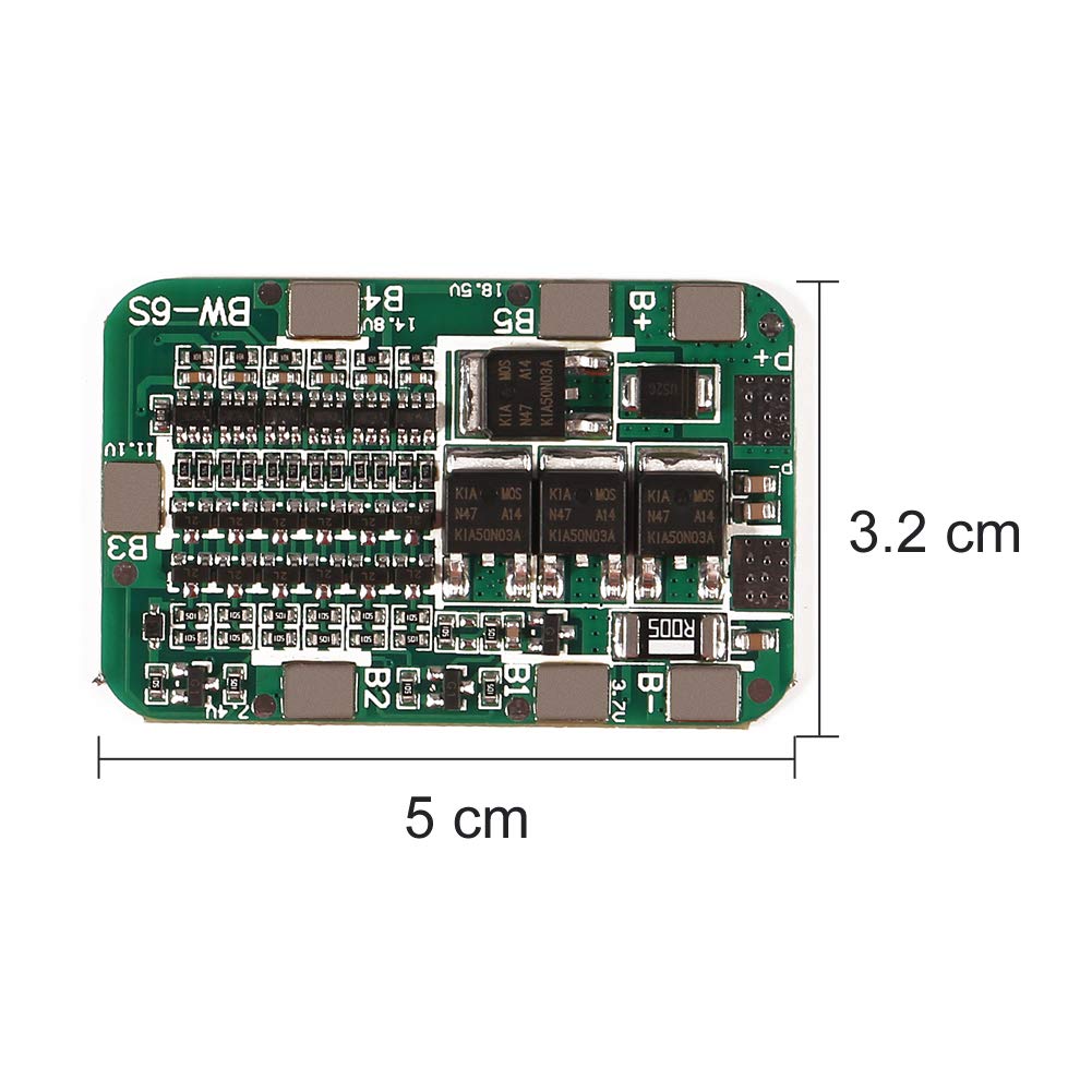 ACEIRMC 2pcs 6S 15A 24V Battery Protection Board for Li-ion Lithium 18650 Battery BMS Packs PCB Protection Board Integrated Circuits