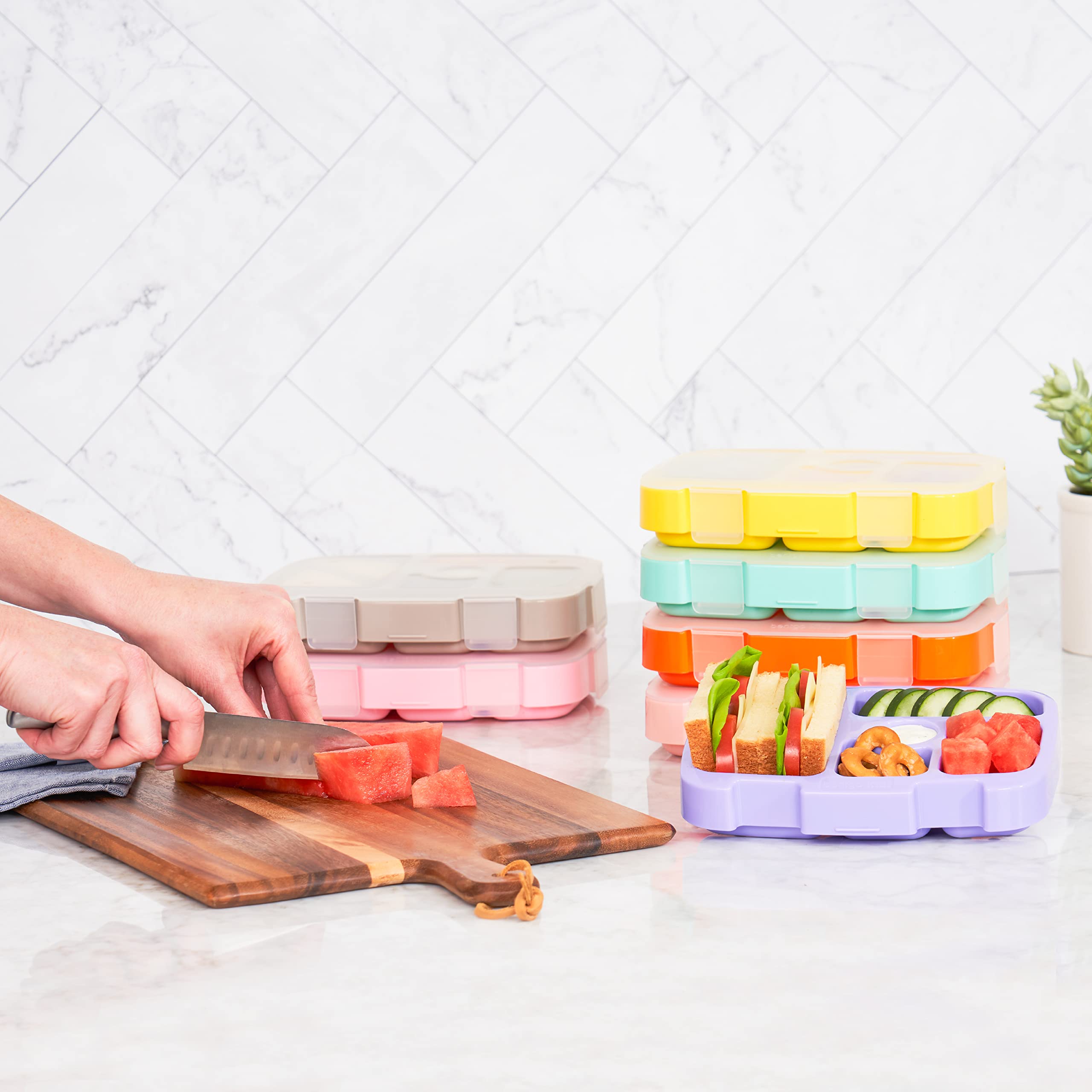 Bentgo® Kids Prints Tray with Transparent Cover - Reusable, BPA-Free, 5-Compartment Meal Prep Container with Built-In Portion Control for Healthy Meals At Home & On the Go (Fairies)