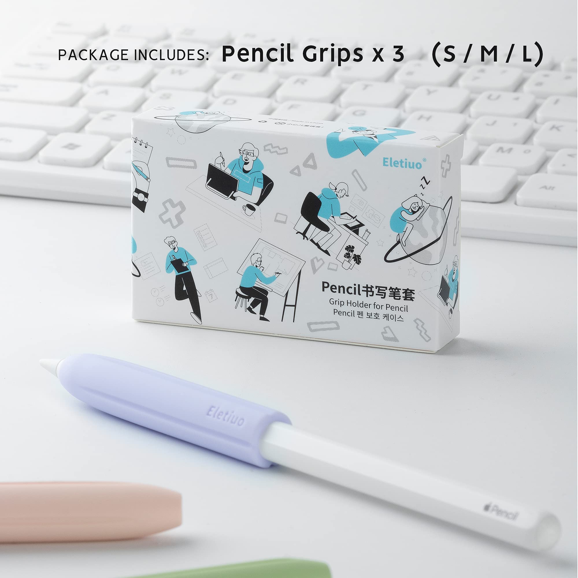 3 Sizes Silicone Grip Holder Protective Skin Sleeve Cover Case Accessories,Compatible with Apple Pencil 1st / 2nd Gen, for iPad Pro 9.7"/10.5"/11" /12.9",Mint Green (S, M, L)