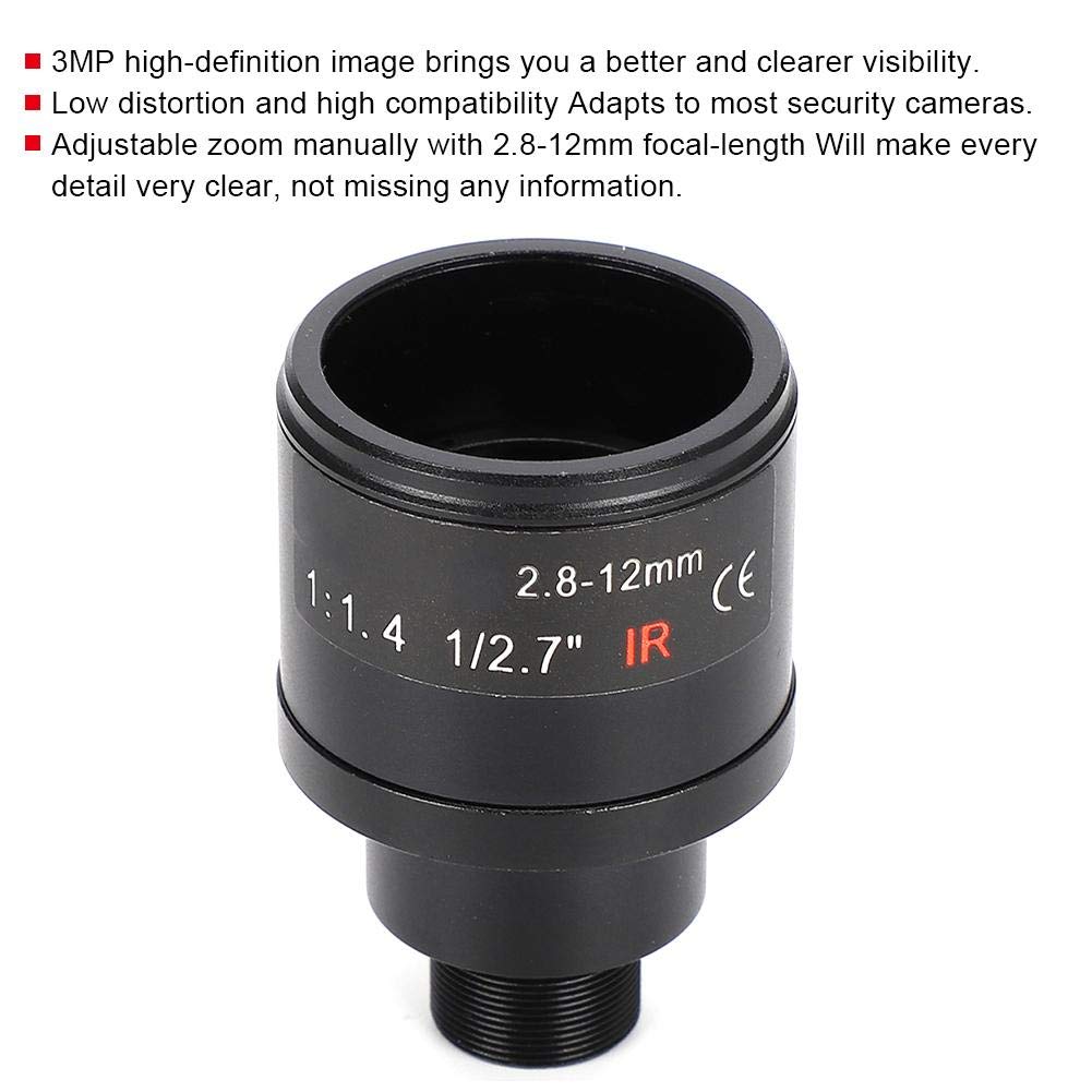 2.8-12mm CCTV Camera Lens, 1/2.7 3MP 2.8-12mm HD Manual Zoom Mount CCTV Board Lens for Security Camera