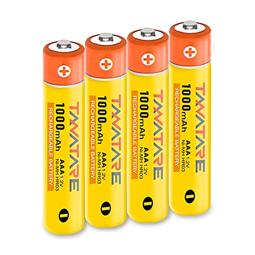 Tanatare Rechargeable AAA Batteries (4 Count) 1000mAh NiMH AAA Recharegeable Batteries, High Capacity, Pre-charege