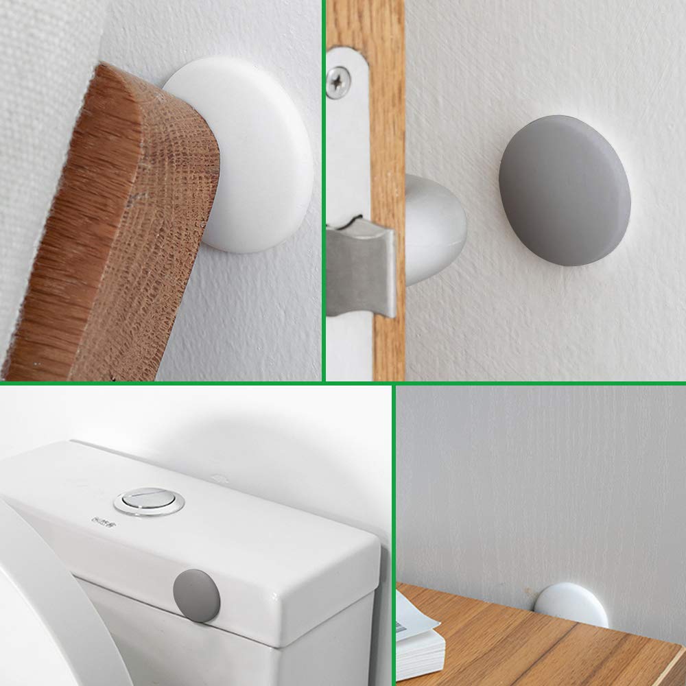 10 PCS 1.57 Inch Door Handle Bumper, findTop Door Stopper Wall,Silicone Wall Protector, Door Knob Guard for Protecting Wall, Doorknobs, Refrigerator Door, Cabinets(White & Gray)