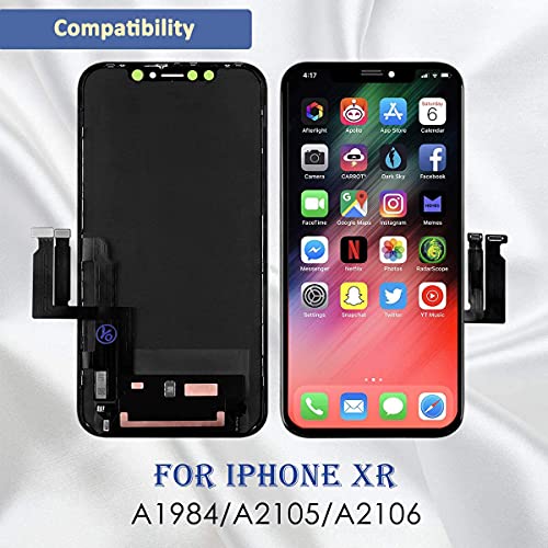 Yodoit for iPhone XR Screen Replacement Kit COF Full HD LCD Display 3D Touch Digitizer Frame with Repair Tool for Model A1984, A2105, A2106, A2107 Black 6.1 inch