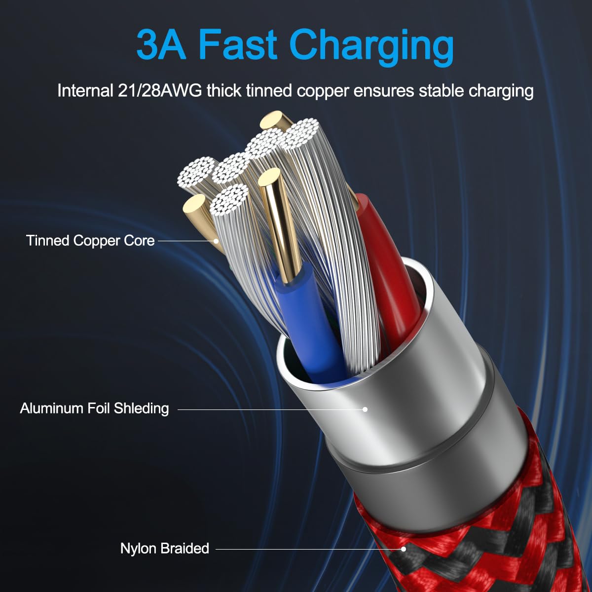 3-Pack 6FT Micro USB Cable Android Charger Cord,Long Braided Fast Micro-USB Charging Cable Compatible with Fire Tablet, Kindle,Samsung Galaxy S7 S6 J7 Tab A E 4,PS4 Xbox LG K40 K20 Moto E4 E5 E6 Phone