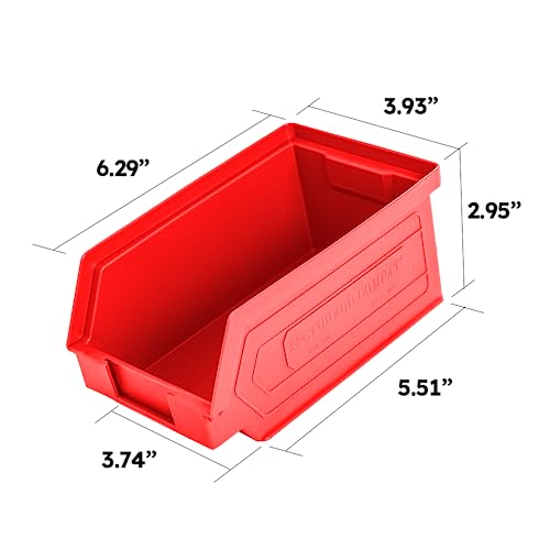 24 Pack Small Storage Bin, Wall Mount Storage, Hanging and Stacking Bin, Freestanding | 7β x 4β x 3β Plastic Container | Red | Zeus 1PLZ03 | StorageCompat