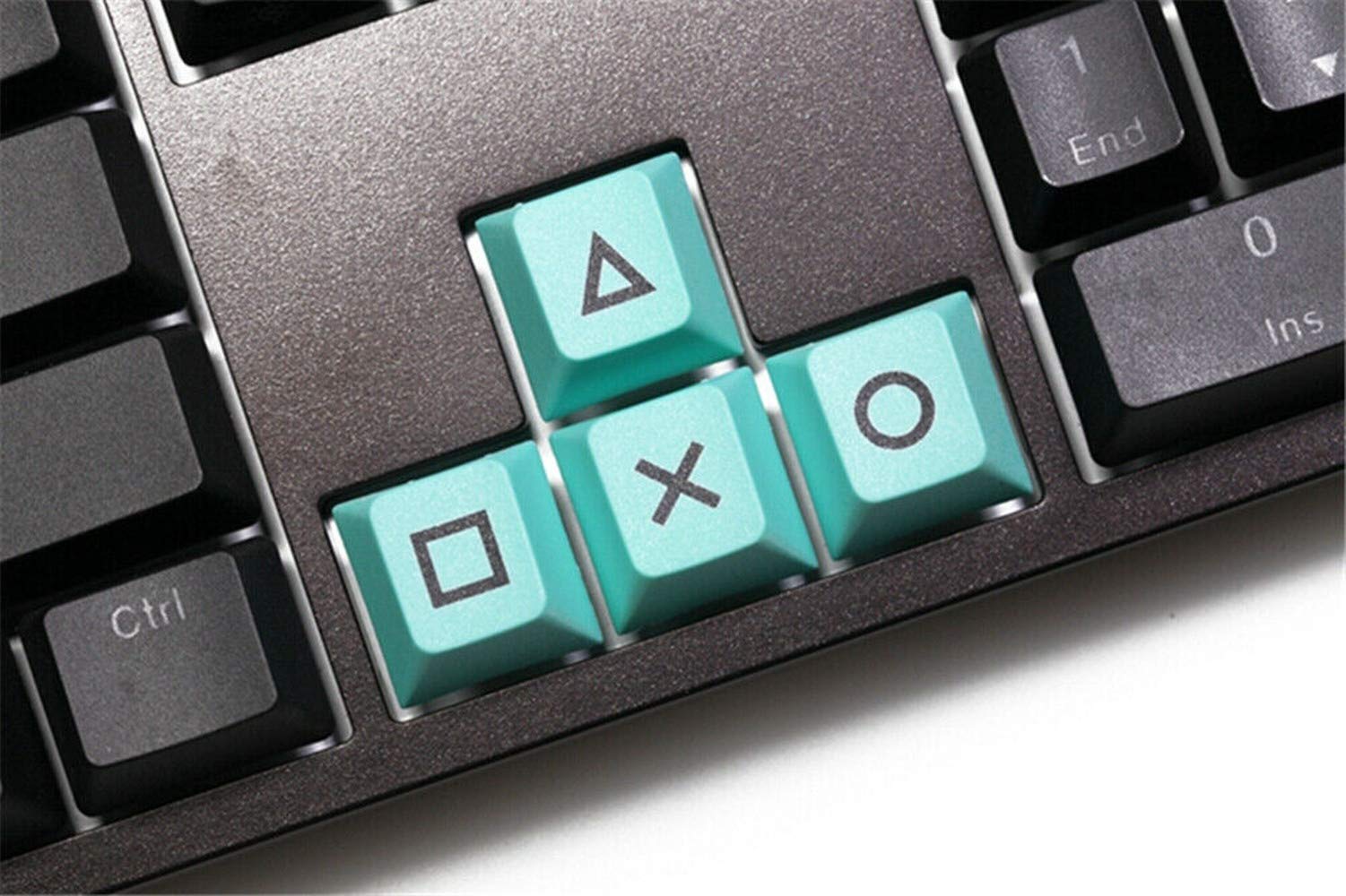 Arrow WASD PS4 PBT Keycaps Dye-Sublimation R1 Direction Key Caps Cherry Profile Keyset for Cherry MX Switches Mechanical Gaming Keyboards (White 02)