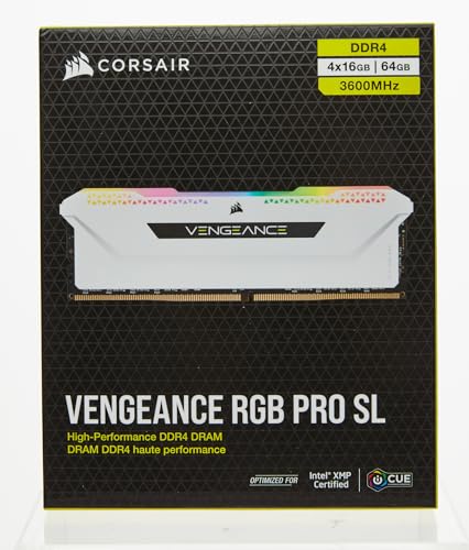 CORSAIR VENGEANCE RGB PRO SL 64GB (4x16GB) DDR4 3600 (PC4-28800) C18 1.35V - White