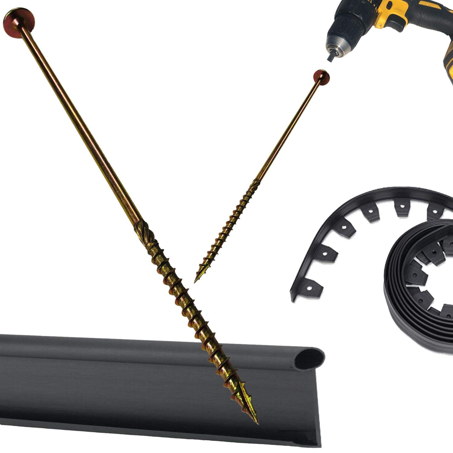 Keyfit Tools Power Anchor (36 Pk) Landscape Edging Artificial Synthetic Turf Stake Drill in Anchors Curves Turns Ends & Where Edging Needs Extra Anchoring Staples Spikes Nails 10 inch Self Drilling