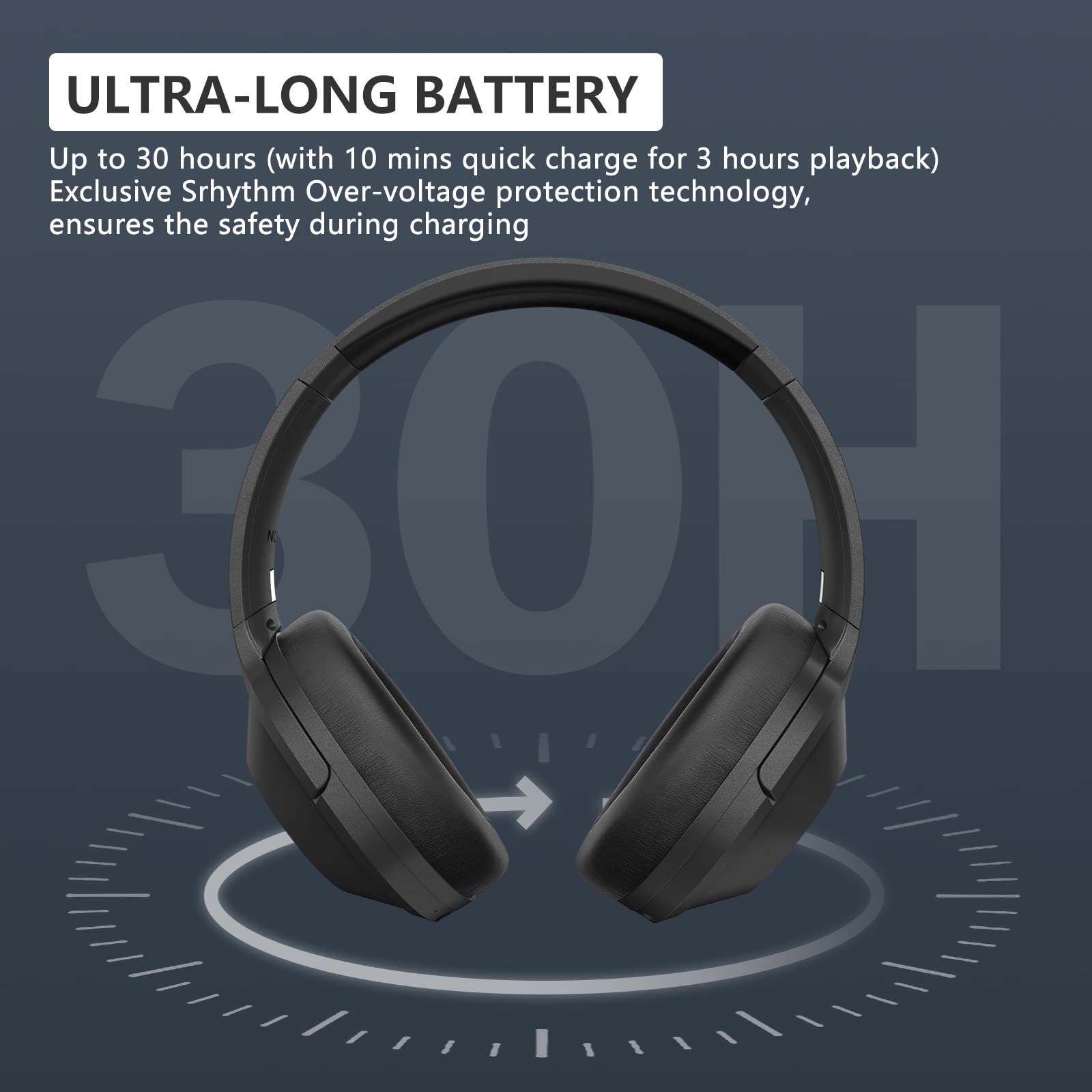 Srhythm NC85 Dynamic Hybrid Noise Canceling Headphones Bluetooth Wireless Over The Ear with HD Sound,Quick Charge,Ultra-Long Playtime,Multi-Modes Switchover