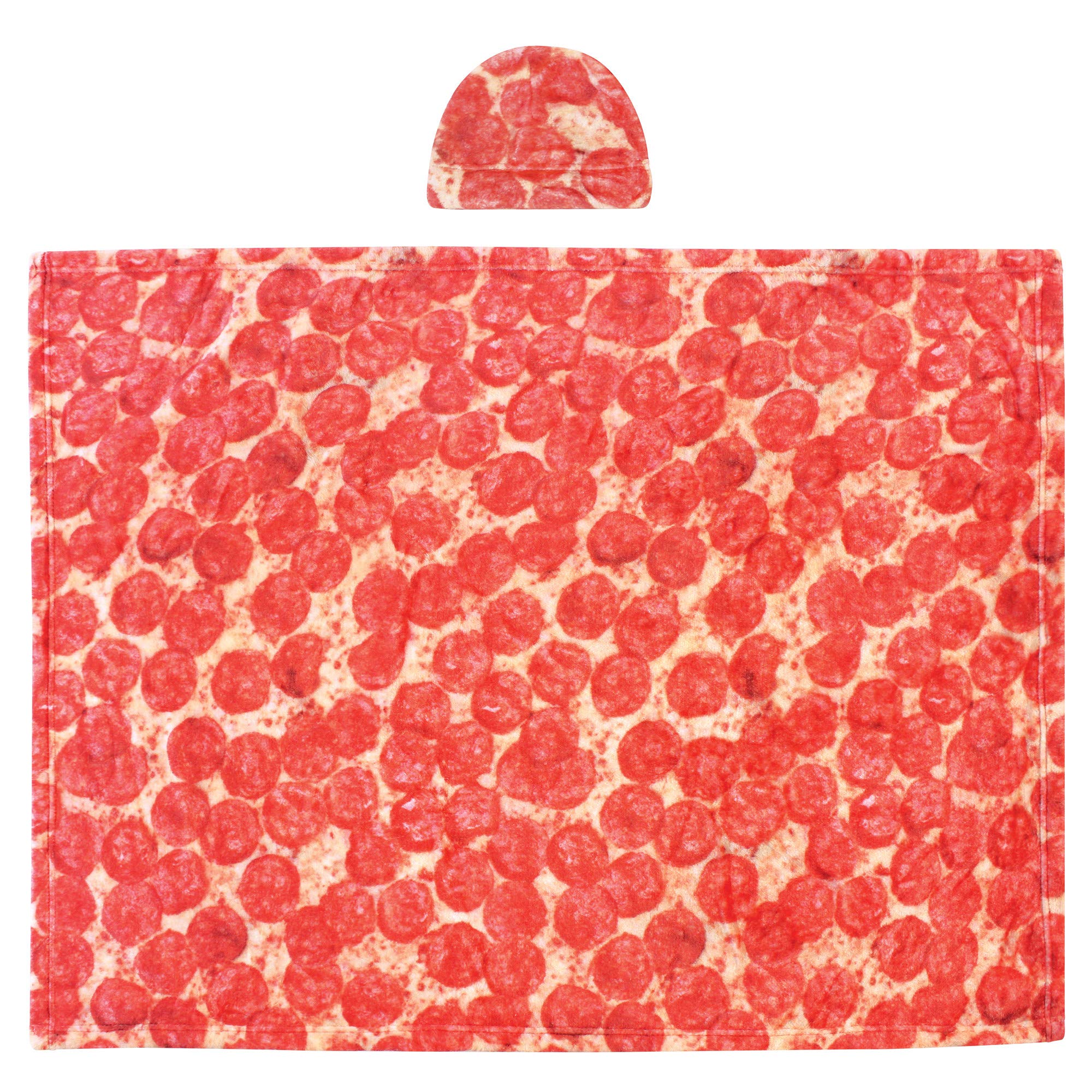 Hudson Baby Unisex Baby Plush Food Burrito or Pizza Blanket and Cap, Pepperoni Pizza, One Size