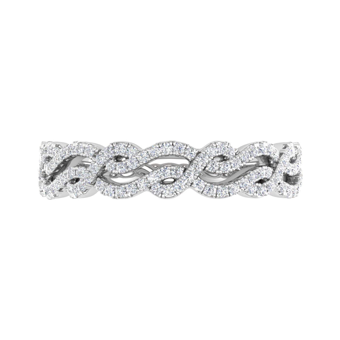 1/3 Carat Twisted Diamond Wedding Band Ring in 10K White Gold (Ring Size 6.25)