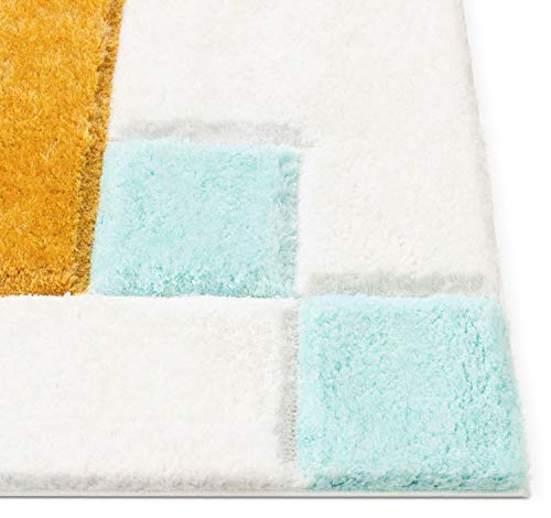 Well Woven San Francisco Teahupo Blue Modern Geometric 3D Textured Thick and Soft Shag 5'3" x 7'3" Area Rug