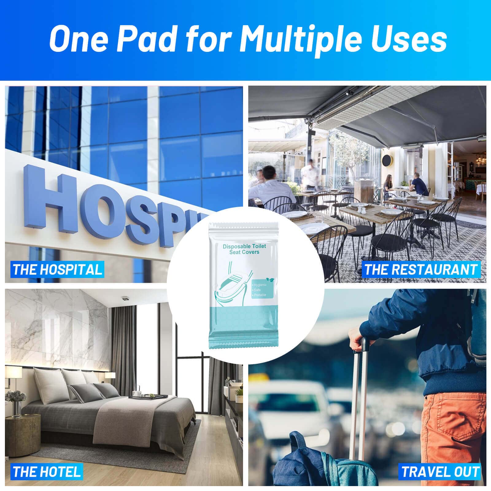 50 Pack Toilet Seat Covers Disposable - Waterproof 16x24 Inch Extra Large Individually Wrapped Toilet Seat Shields Travel Accessories for Adults Kids