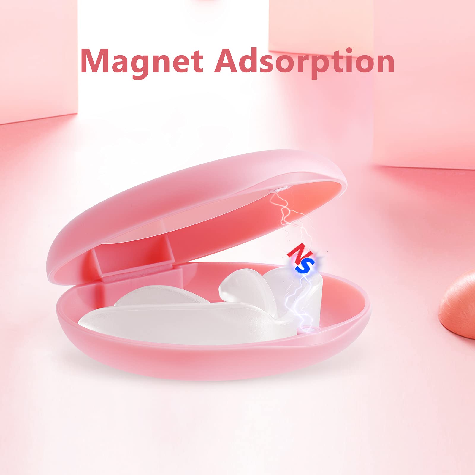 Retainer Case,Solid Orthodontic Retainer Case with Mirror-Pink