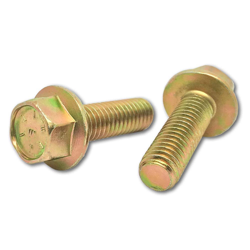 100 PCS 3/8-16x1-1/4" Grade 8 Hex Flange Screws Frame Bolts USS Coarse Zinc Yellow