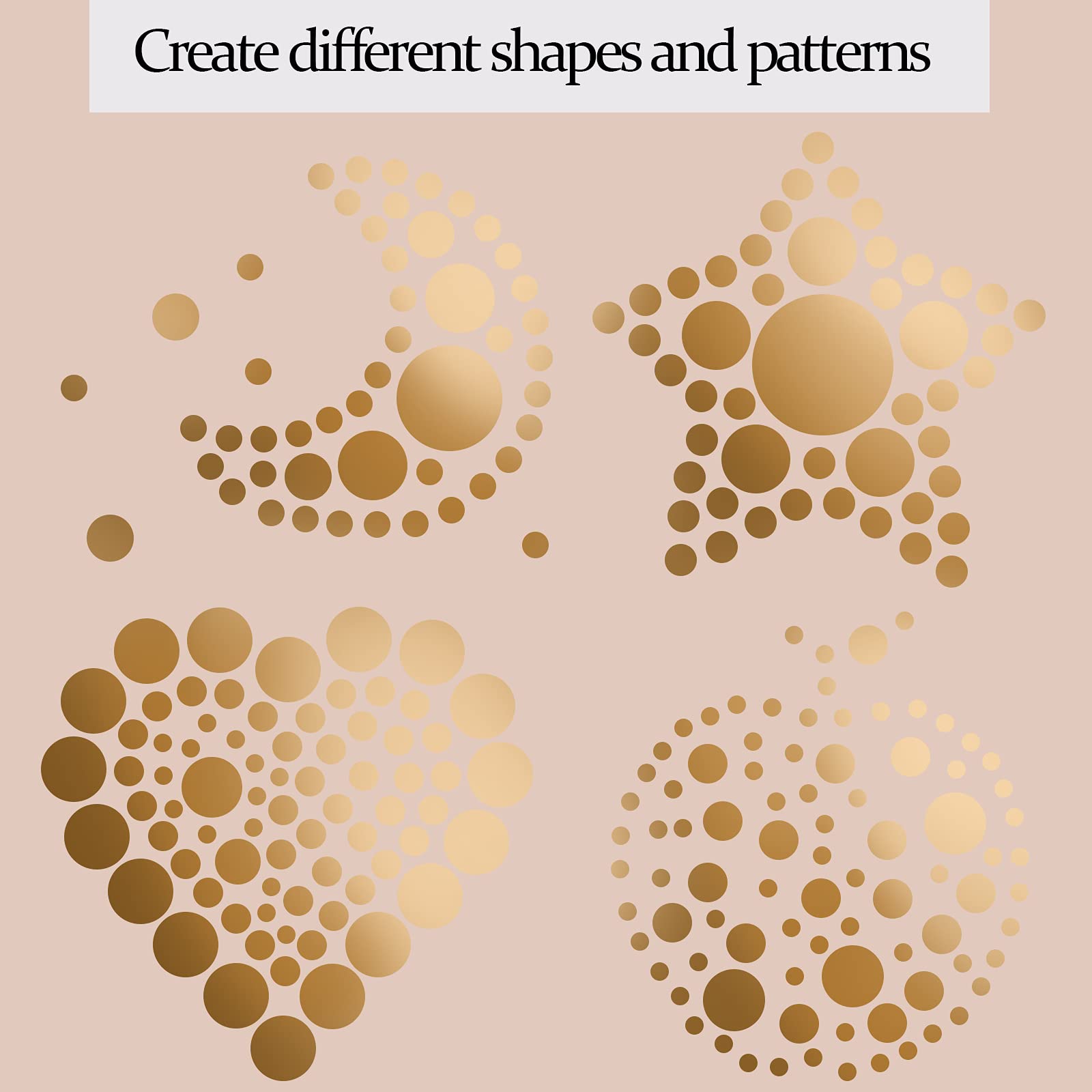264 Pieces Polka Dot Wall Decals Dot Wall Stickers for Girls Bedroom Living Room Nursery Kids Bedroom Classroom Decor (Gold)
