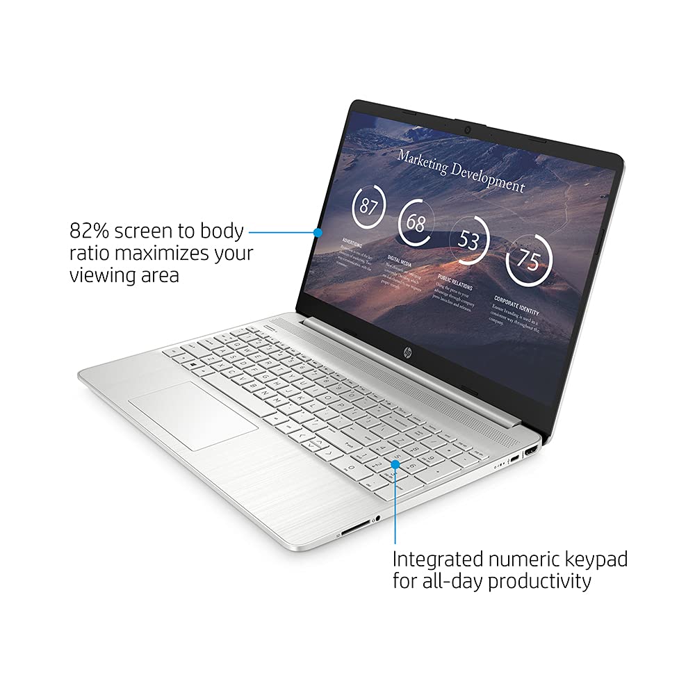 HP 2021 15.6" FHD Laptop Computer, AMD Ryzen 5-5500U Processor(Beats i7-1065G7), 8GB RAM, 256GB PCIe SSD, AMD Radeon Graphics, HD Webcam, HDMI, Bluetooth, Wi-fi, Windows 11, Silver, 32GB USB Card
