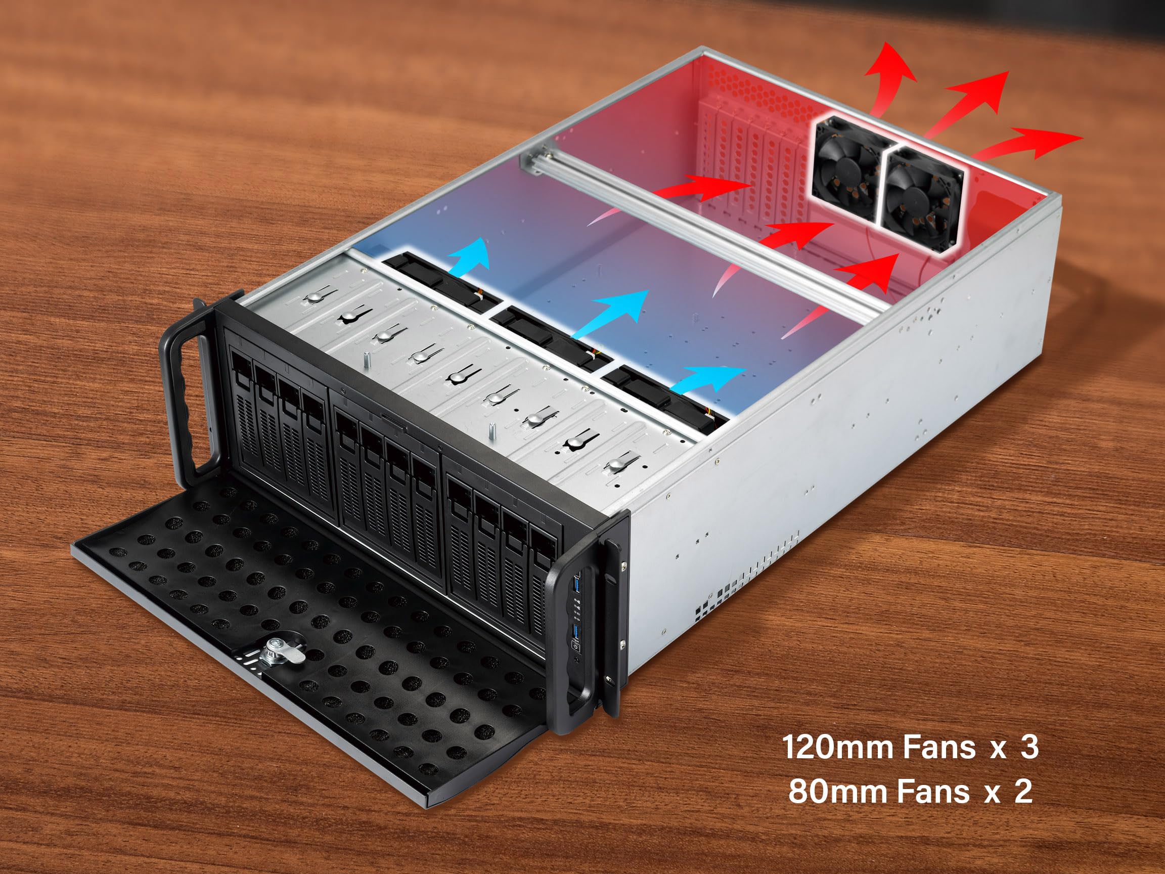Rosewill 4U Server Chassis Rackmount Case | 12 Hot Swap 3.5", 2.5" SATA I, SATA II, SATA III SAS | E-ATX Compatible | 3 Front 120mm Fans, 2 Rear 80mm Fans | 2X USB 3.0| Front Panel Lock - RSV-L4412U