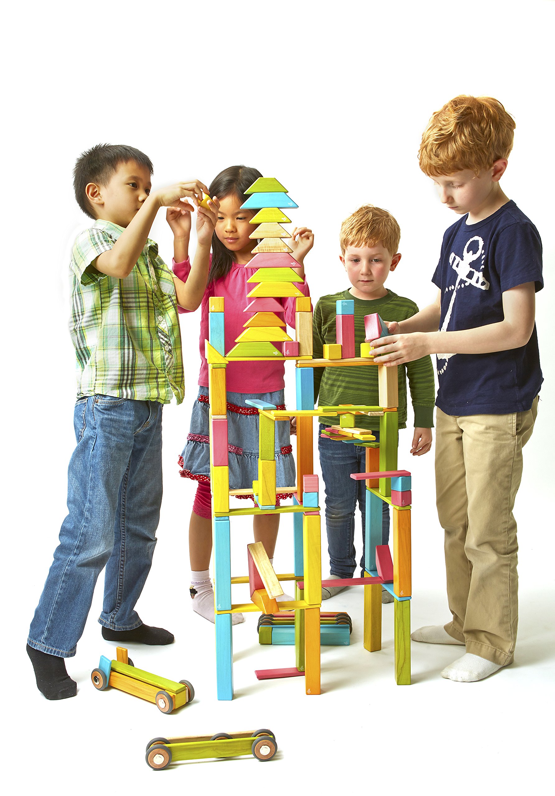 240 Piece Tegu Classroom Magnetic Wooden Block Set, Tints