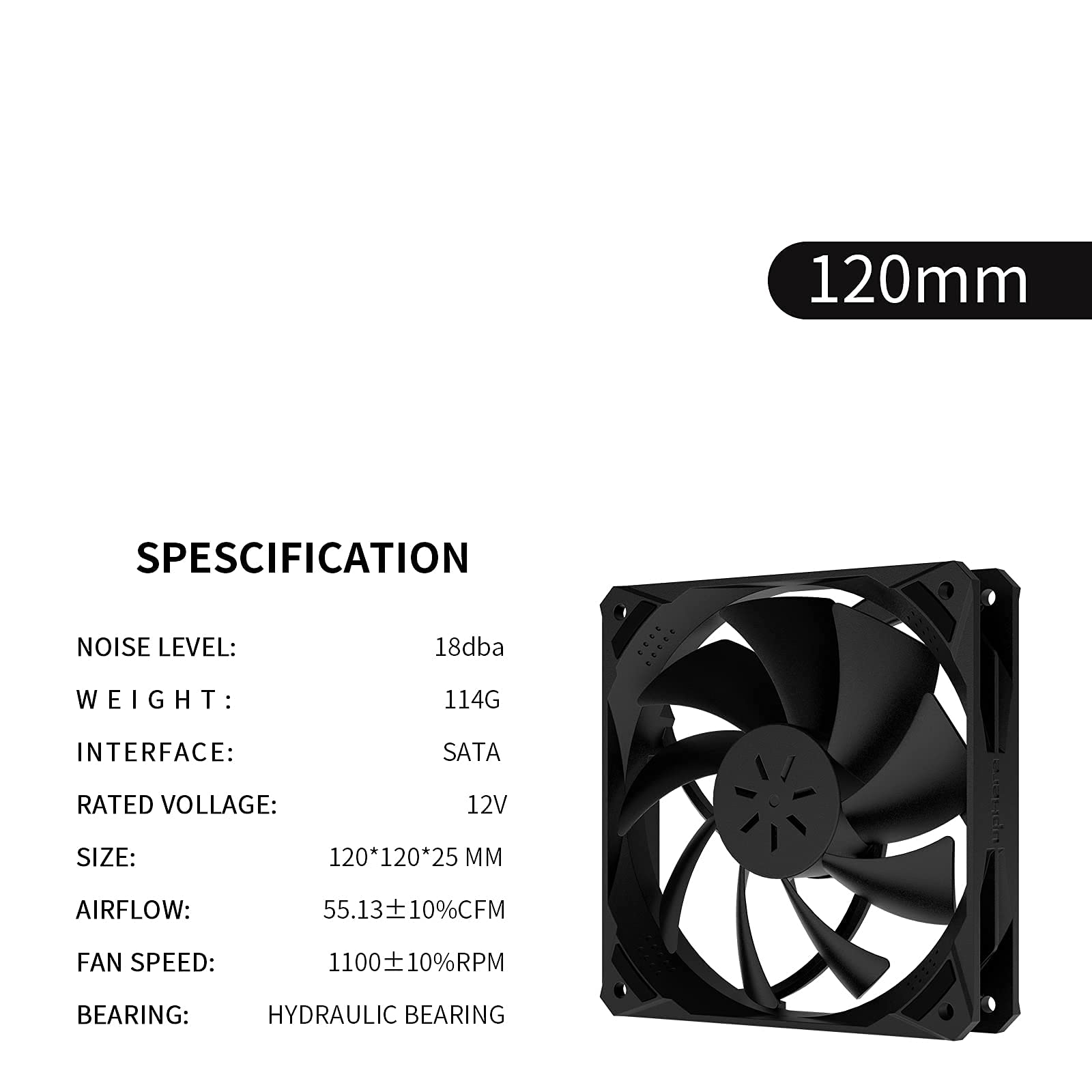novonest 120mm PC Case Fan,High Performance 3PIN Silent Fan for PC Cooling,NK12BK3-5